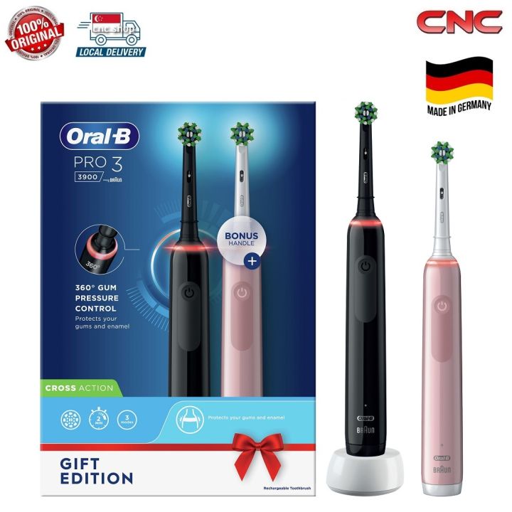 Oral B Pro 3 3900 Dual Handle CrossAction Sensitive Clean Electric ...