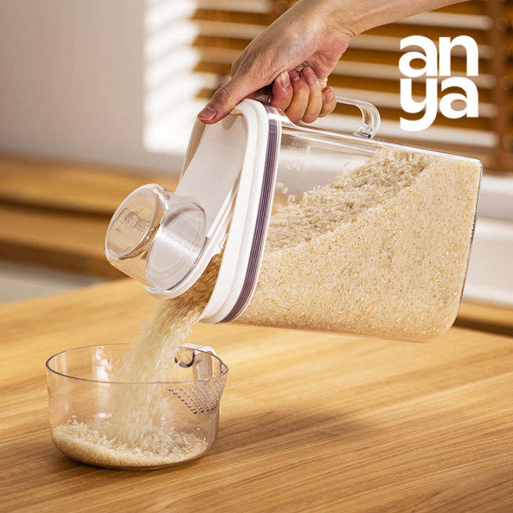 Kitchen Organization Grain Storage Container With Measuring Cup Plastic ...