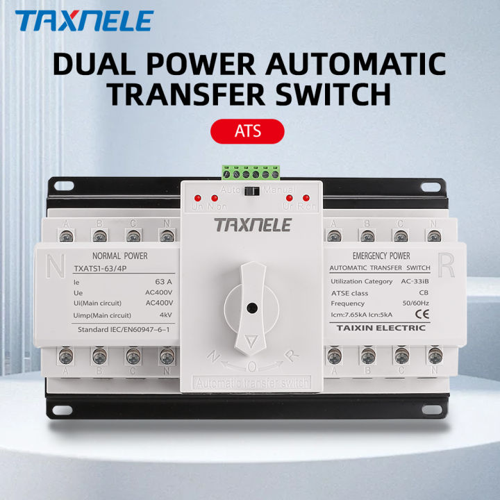 AC 230V 400V ATS Dual Power Automatic Transfer Switch 4P ATS A 63A 125A ...