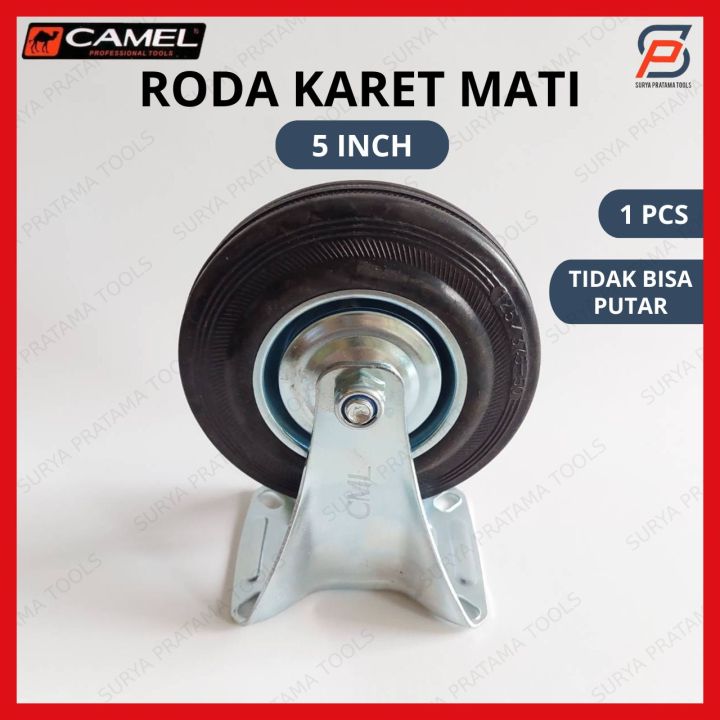 RODA TROLI KARET MATI 5 INCH CAMEL / RODA CASTER GEPENG ETALASE RAK ...