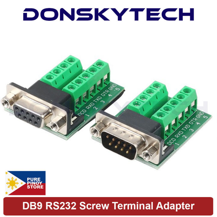 DB9 RS232 Screw Terminal Adapter | Male Female Serial Breakout Board ...