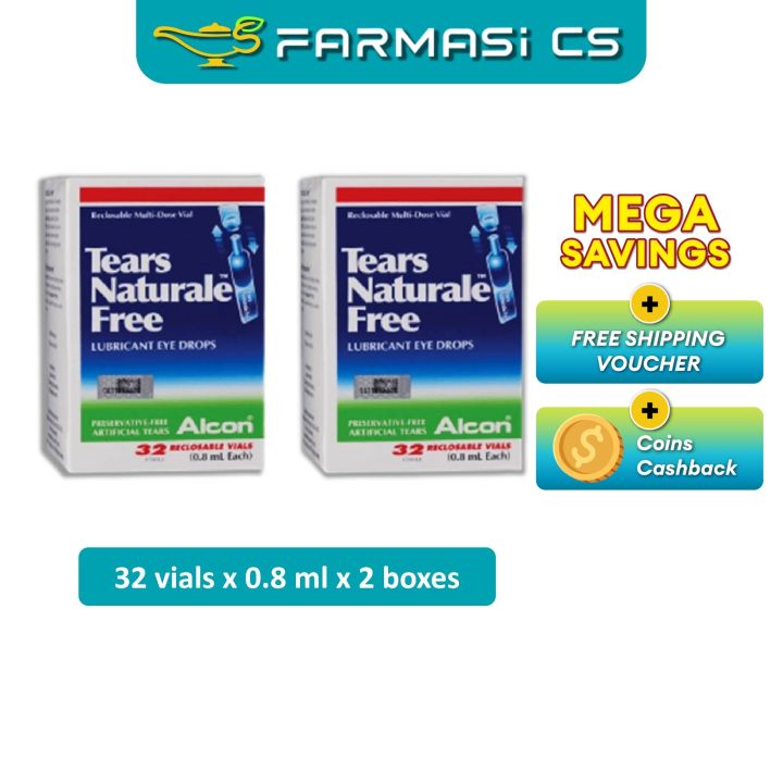 ALCON Tears Naturale Free Lubricant Eye Drops 32 Vials x 0.8 ml x 2 ...