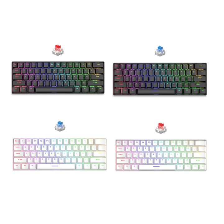 Mechanical Keyboard 61 Keys Mixed Light Hot Swap Keyboard Office ...
