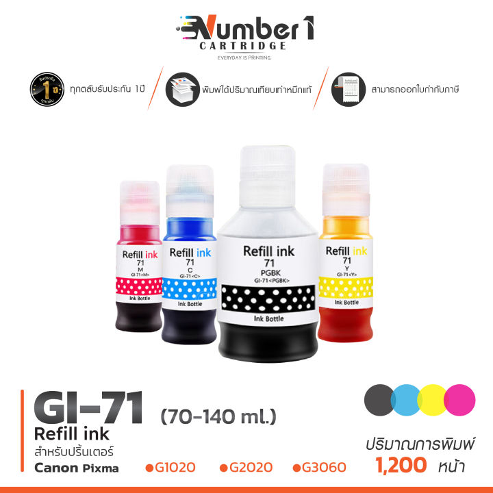 NUMBER1 TONER น้ำหมึกเติม Refill ink Canon GI-71 GI71 GI-71BK GI-71C GI ...