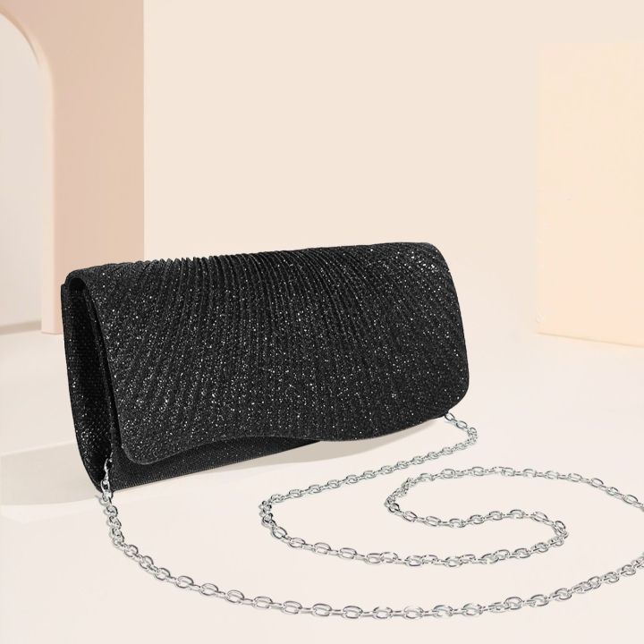 2024 Spot Shiny Pleated One Shoulder Crossbody Party Girl Wedding ...