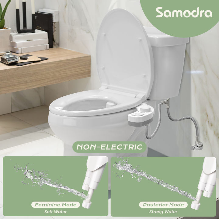 SAMODRA Non-Electric Left Hand Bidet Toilet Attachment with Retractable ...