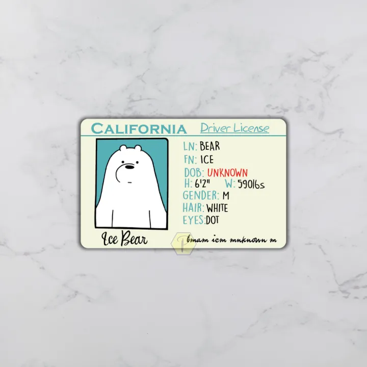 ICE BEAR DRIVER LICENSE - Card Cover Skin Sticker – PLIATA Stiker Kartu ...