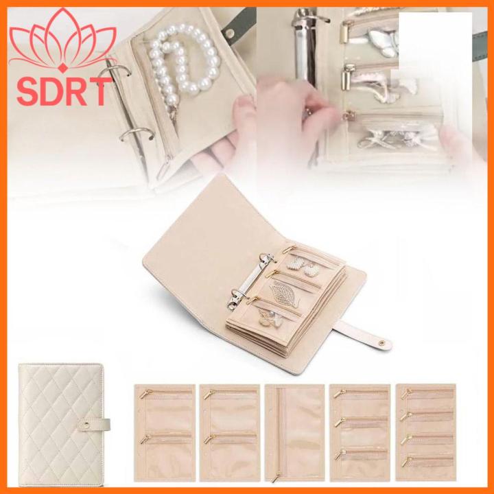 SDRT โปร่งใสโปร่งใส หนังสือเก็บเครื่องประดับ พร้อมซิปรูด ผ้ากำมะหยี่ ...