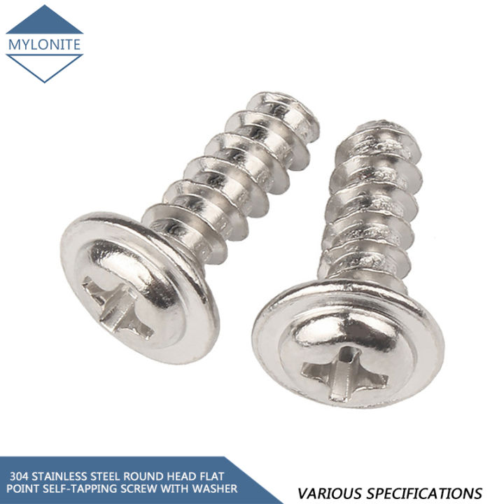 M2 M2.2 M2.6 M3 M4 304 Stainless Steel Phillips Round Head Flat Tail Self-Tapping Screw Button ...