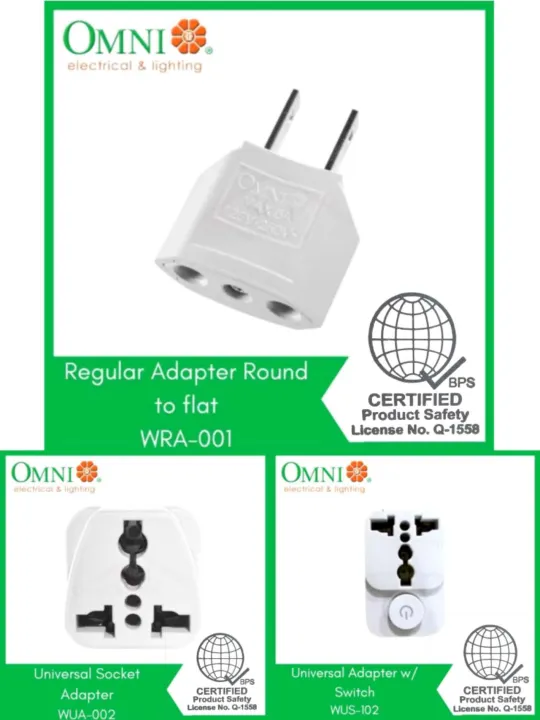OMNI Regular Adapte WRA-001/Universal Socket Adapter WUA-002/ Universal ...