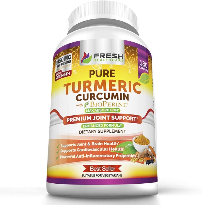 Fresh Healthcare Pure Turmeric Curcumin 1950mg with Bioperine Max ...
