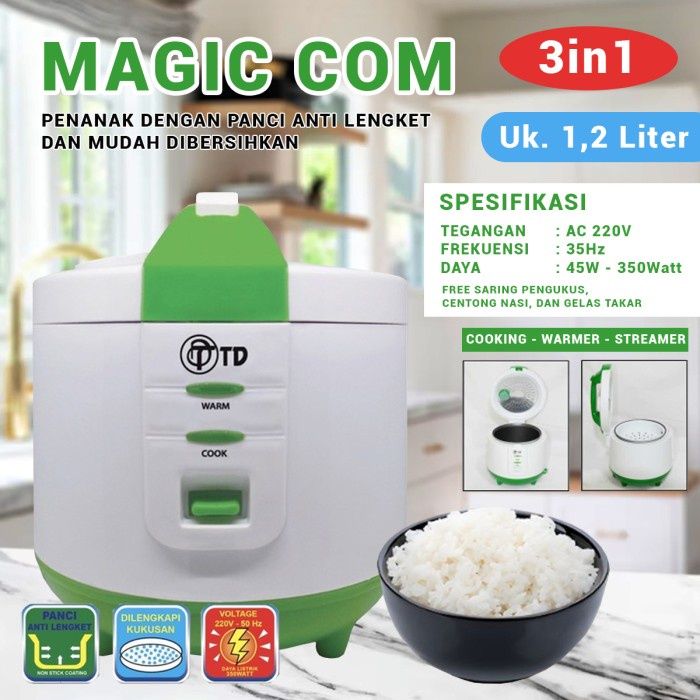 Magic Com Rice Cooker Penanak Nasi Yamakawa TD 1,2 L 1,8 L Liter Anti ...