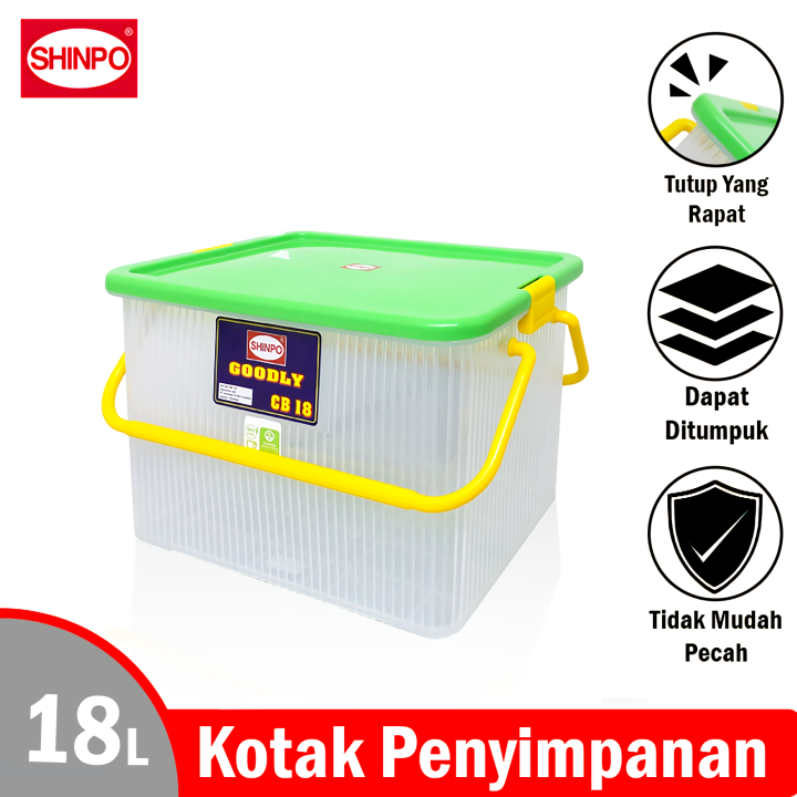 SHINPO Box Penyimpanan Kontainer Plastik 18 L Goodly Container Box Lock ...