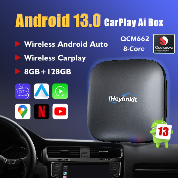 CP-662 Carplay Ai Box ไร้สายตัวแปลงออโต้แอนดรอยด์13.0 Youtube Netflix ซิม Wifi Network 8 + 128G ...