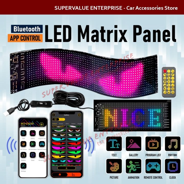 LED Matrix Pixel Panel Bluetooth APP Animated Devil Eyes RGB Display ...