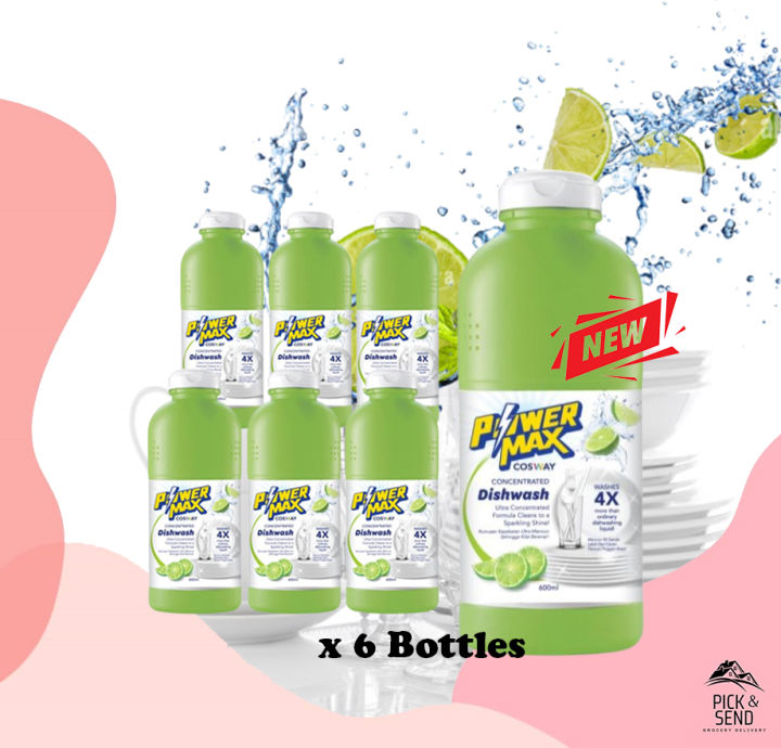 PowerMax Concentrated Dishwash Dish Drop 600ml (0897N) x6 Bottles / 12 ...