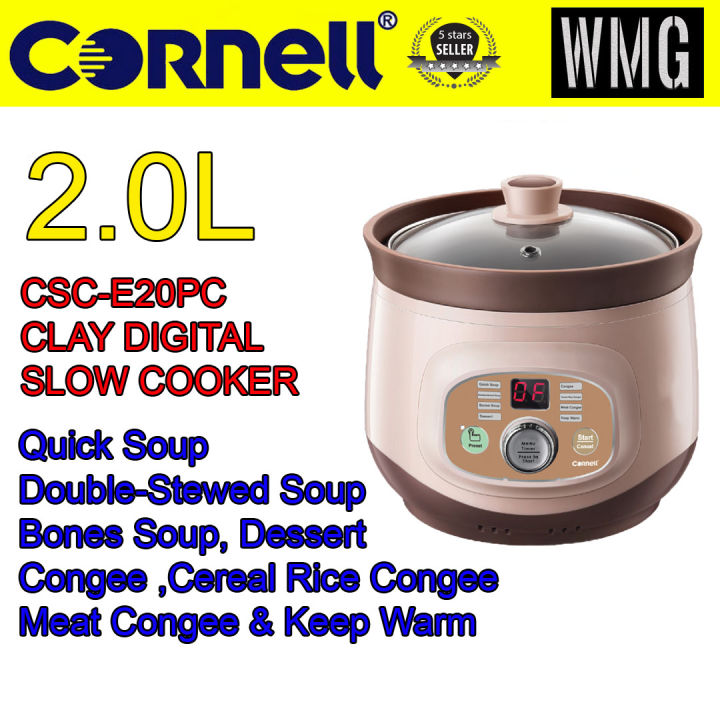 Cornell Purple Clay Digital Slow Cooker 2 Litre Quick Soup, Double ...