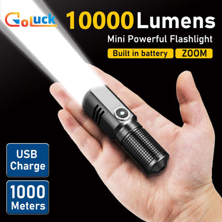 【COD】 Super Bright Mini LED Flashlight 10000 Lumens USB Rechargeable ...