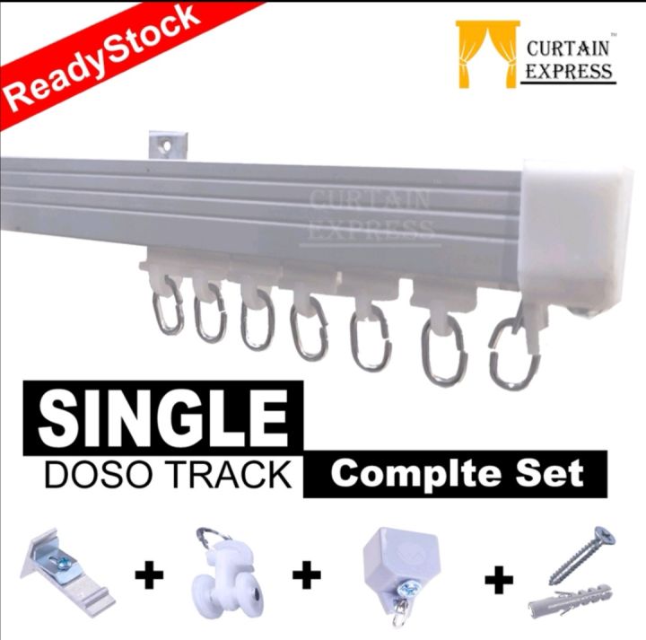 Single Doso Curtain Rail Complete Set /Aluminium Rail Set Lengkap /Doso ...