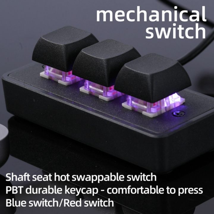 Custom Mini Keypad 3 Keys Programming Macro Keyboard Copy Paste Cut USB Mechanical Keyboard for ...