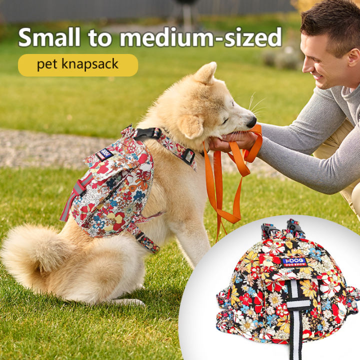 Dog Harness with Backpack for Outdoor, Multifunctional Dog Pack Travel ...