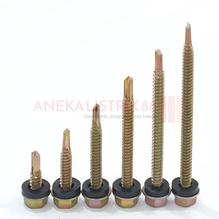 100 Pcs Baut Roofing Drilling Galvalum Baja Ringan | Lazada Indonesia