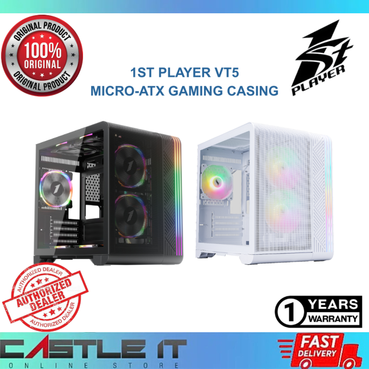 1st Player VT5 BLACK / WHITE RGB Gaming Casing Mid Tower MATX Micro ATX ...
