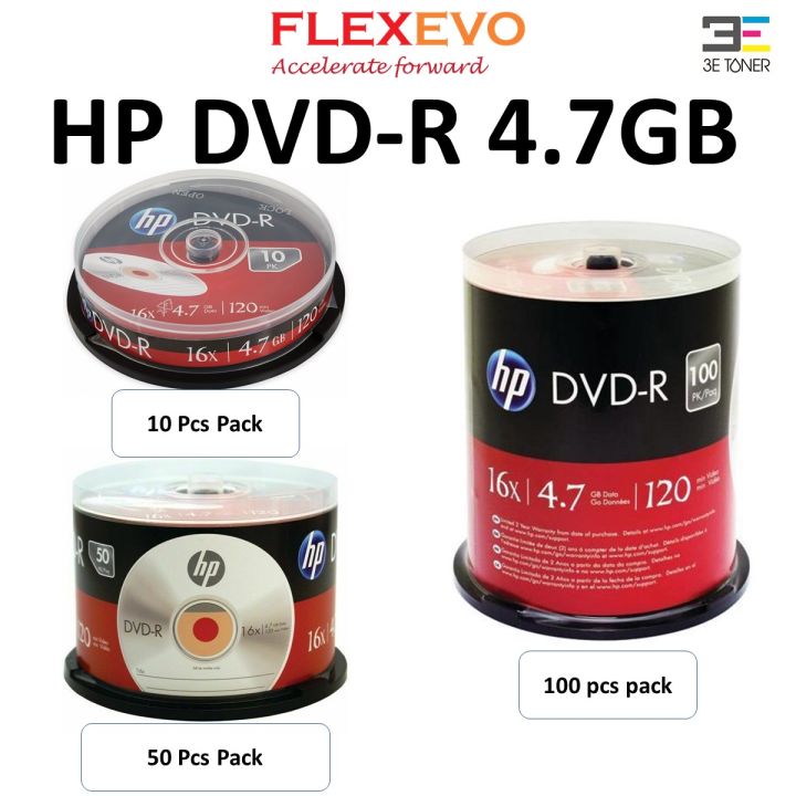 Genuine HP DVD-R DVD DVDR 4.7GB Blank Media 120Mins 16X 100pcs 50pcs 10pcs | Lazada