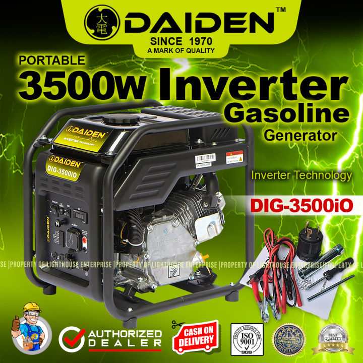 DAIDEN 3500W 4-Stroke Open Type Portable Gasoline Inverter Generator ...