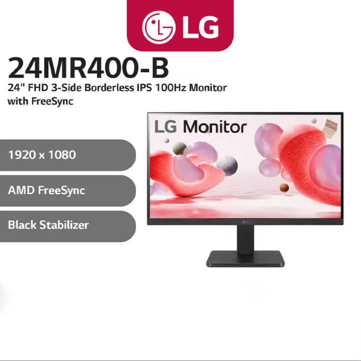 LG 24MR400-B 24" FHD 3-Side Borderless IPS 100Hz Monitor with FreeSync ...