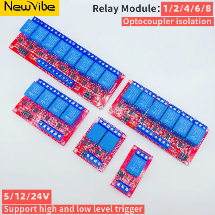 【NewVibe】Relay Module 1 2 4 6 8 Channel 5V 12V 24V Relay Module Board ...