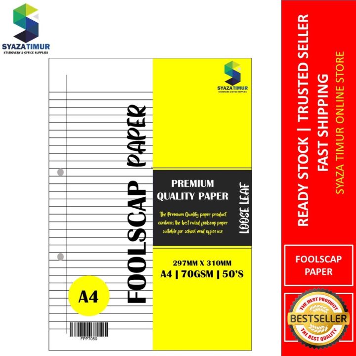 [ST-GR MY] A4 Exam Sheet / Foolscap Paper 7MM Broad Line 70GSM 50's ...