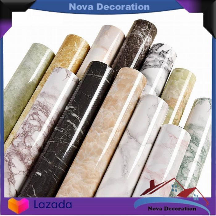 Wallpaper Dinding Marmer 60CM x 4M Wallpaper Marble Marmer Dapur ...