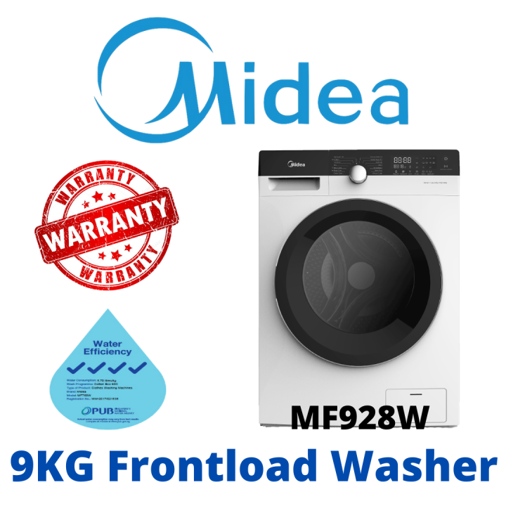 MIDEA 9KG FRONT LOAD WASHING MACHINE MF928W | Lazada Singapore