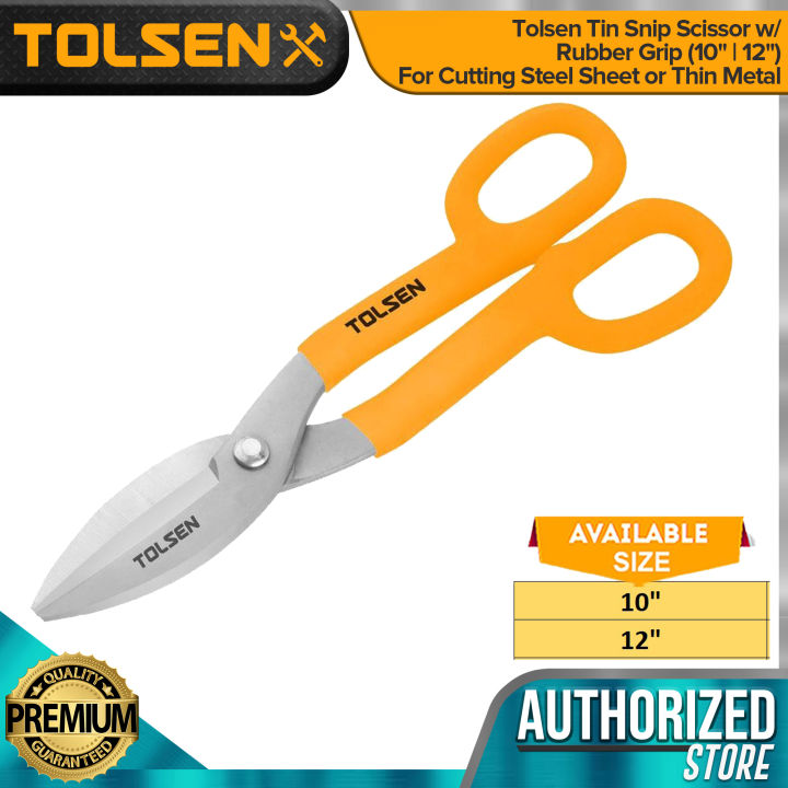 Tolsen Tin Snip Scissor w/ Rubber Grip (10" | 12") For Cutting Steel ...
