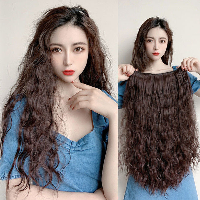 55cm Wig Female Long Curly Hair Big Wave Wig Elegant One Piece Seamless