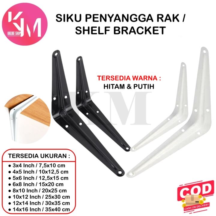 Siku Penyangga Rak Dinding Besi L Hitam & Putih Shelf Bracket Breket ...