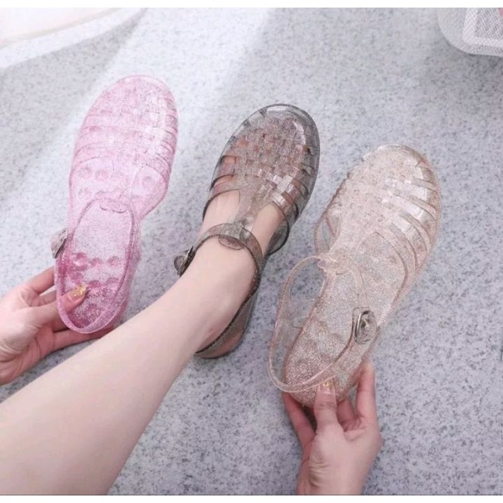 Sepatu Sandal Jelly Transparan Gliter Meisha Jelly Shoes Dewasa Sandal ...