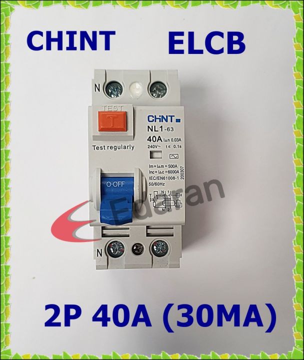 CHINT 2P 40A ELCB / RCCB (NL1-63) - 30MA , 100MA , 300MA | Lazada