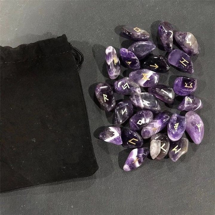 Natural Amethyst Crystal Rune Stone Irregular Divination Fortune ...