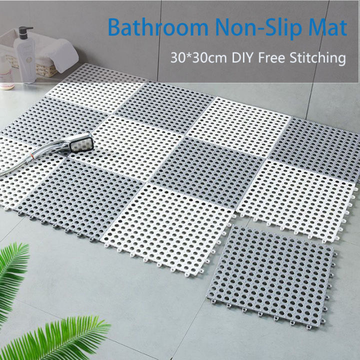 30x30cm Bath Mat PVC Bathroom Non-Slip Mats Drain Holes Floor Mat DIY ...