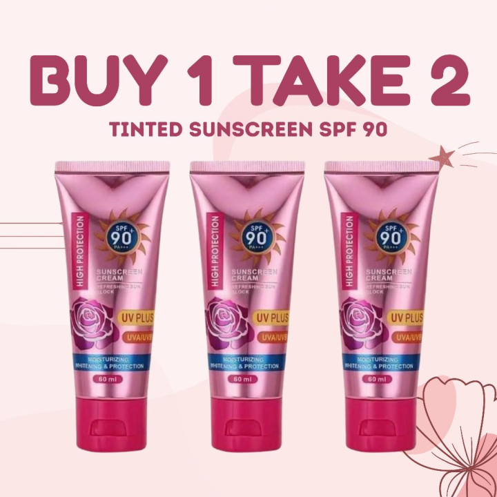 BUY 1 TAKE 2 Sunscreen Cream SPF 90+ High Protection UV Sunblock Lotion 60ml | Lazada PH