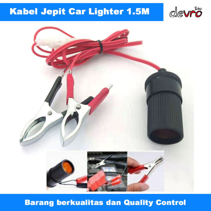 Colokan Female Inverter ke Jepit Buaya Terminal Clip-on Aki Mobil Plug ...