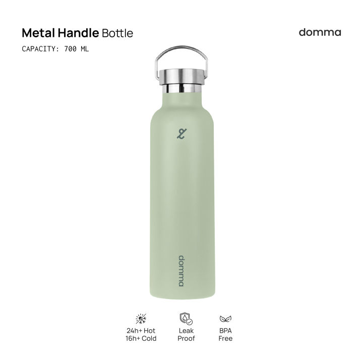 [Domma] 700 ml Metal Handle Lid Insulated Reusable Tumbler Water Bottle ...