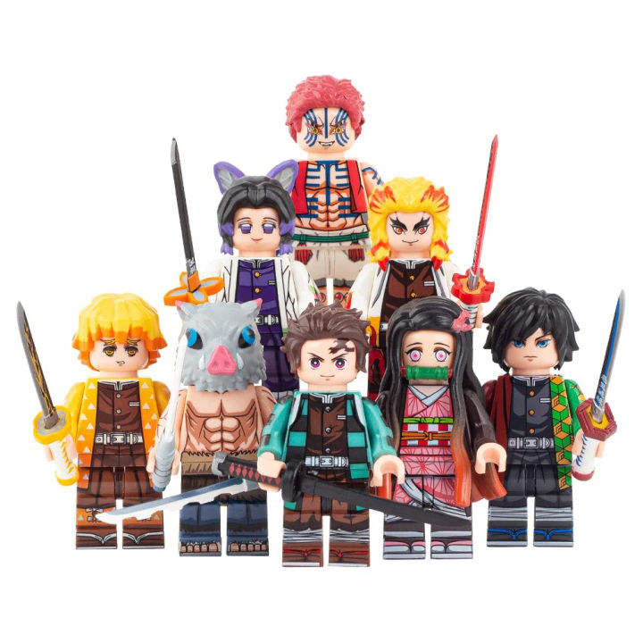 Mini Figurine Demon Slayer Mini Figures Tanjirou Akaza Nezuko Zenitsu ...
