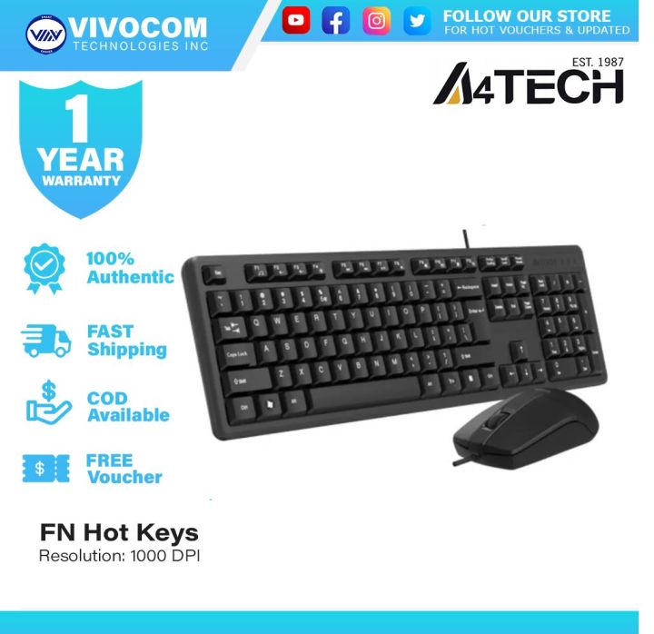 A4Tech KK-3330 / KRS-3330 USB Keyboard and Mouse COMBO (Black) | Lazada PH