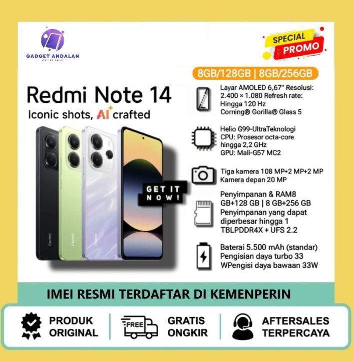 Redmi Note 14 8/256GB | 108 MP AI Camera | 5500mAh 33W | MediaTek Helio ...