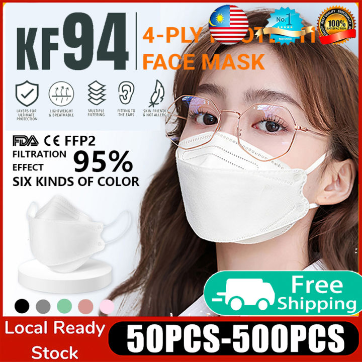 【Free Ship】kf94 mask 50pcs mask kf94 face mask 4 ply 50pcs murah ...