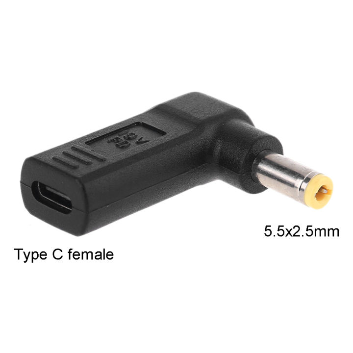 90 Degree Type C Female to 5.5x2.5mm Male Plug Laptop Power Plug ...