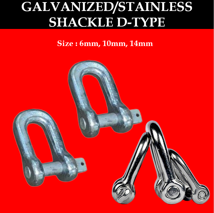 TOYU 6mm 10mm 14mm 304 Stainless Steel & Galvanized D type shackle ...